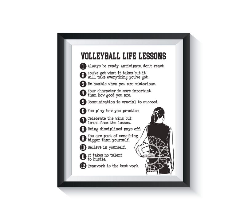 Girls Volleyball Life Lessons Art Print Qty 1 Girls Volleyball Poster ...