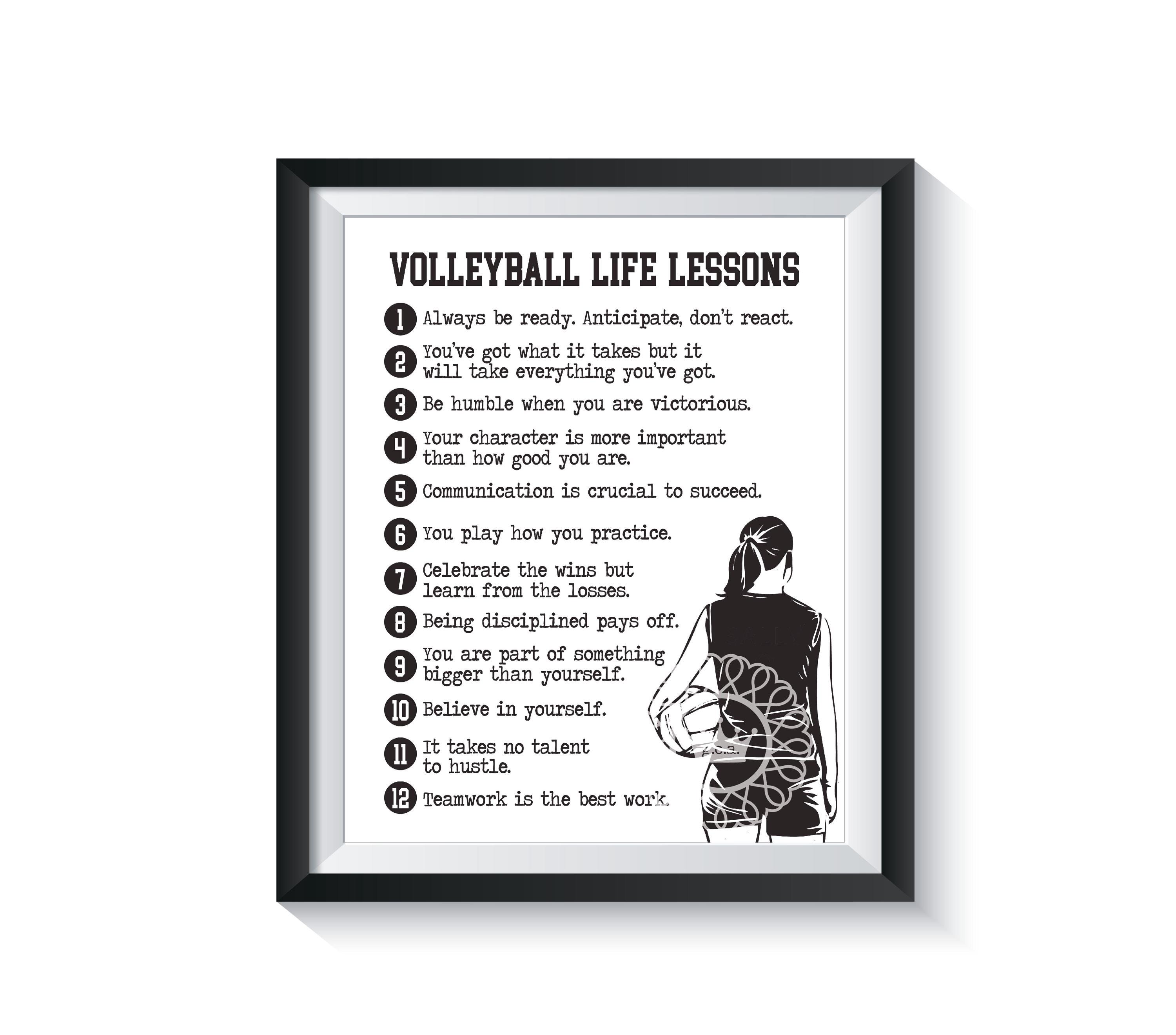 Girls Volleyball Life Lessons Art Print Qty 1 Girls Volleyball Poster ...