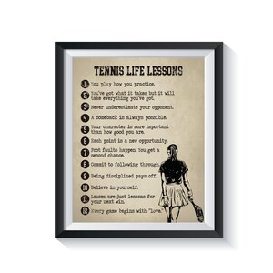 GIRL Tennis Life Lessons Art Print Qty 1 Sports Bedroom Inspirational ...