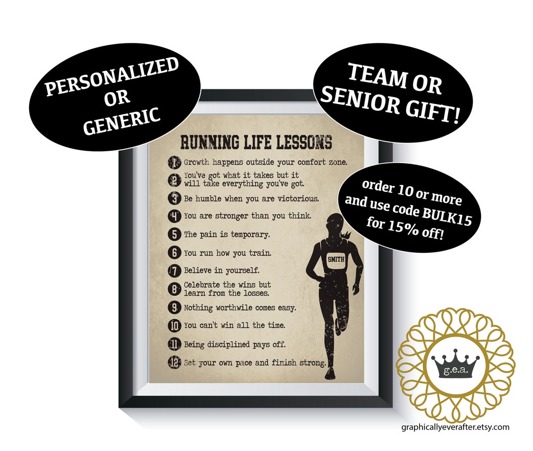 GIRL Running Life Lessons Art Print Qty 1 Womens Cross Country Track ...