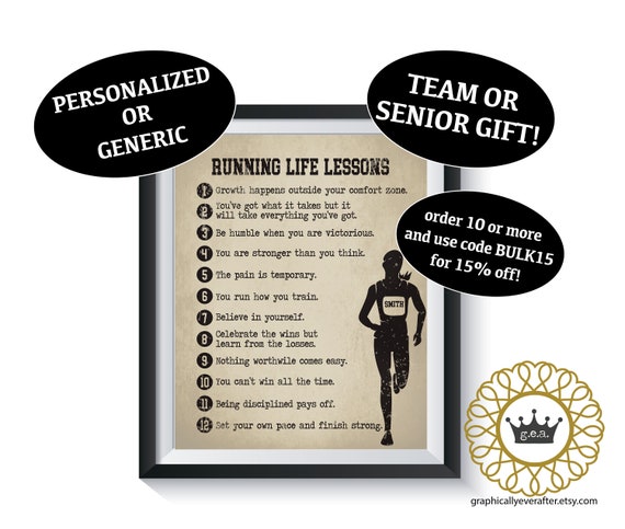 GIRL Running Life Lessons Art Print Qty 1 Womens Cross Country - Etsy