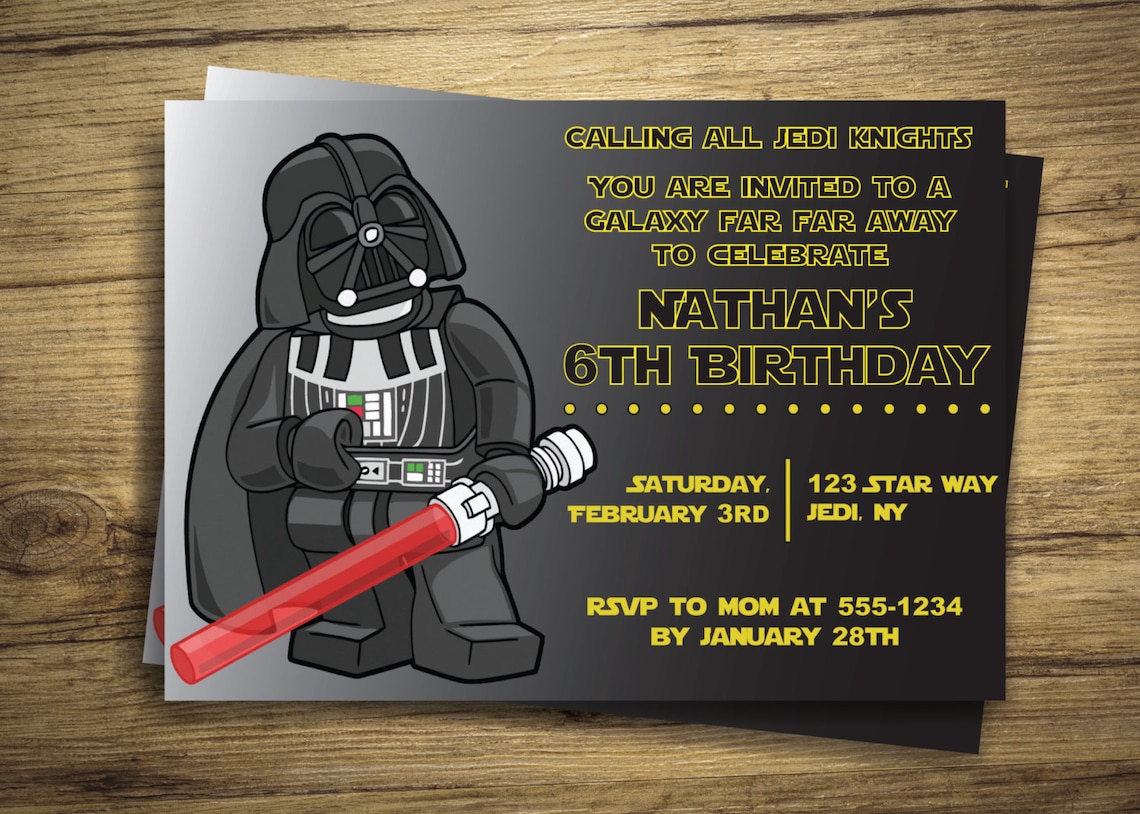 Star Wars Birthday Party Invitation Darth Vader Theme Invite - Etsy