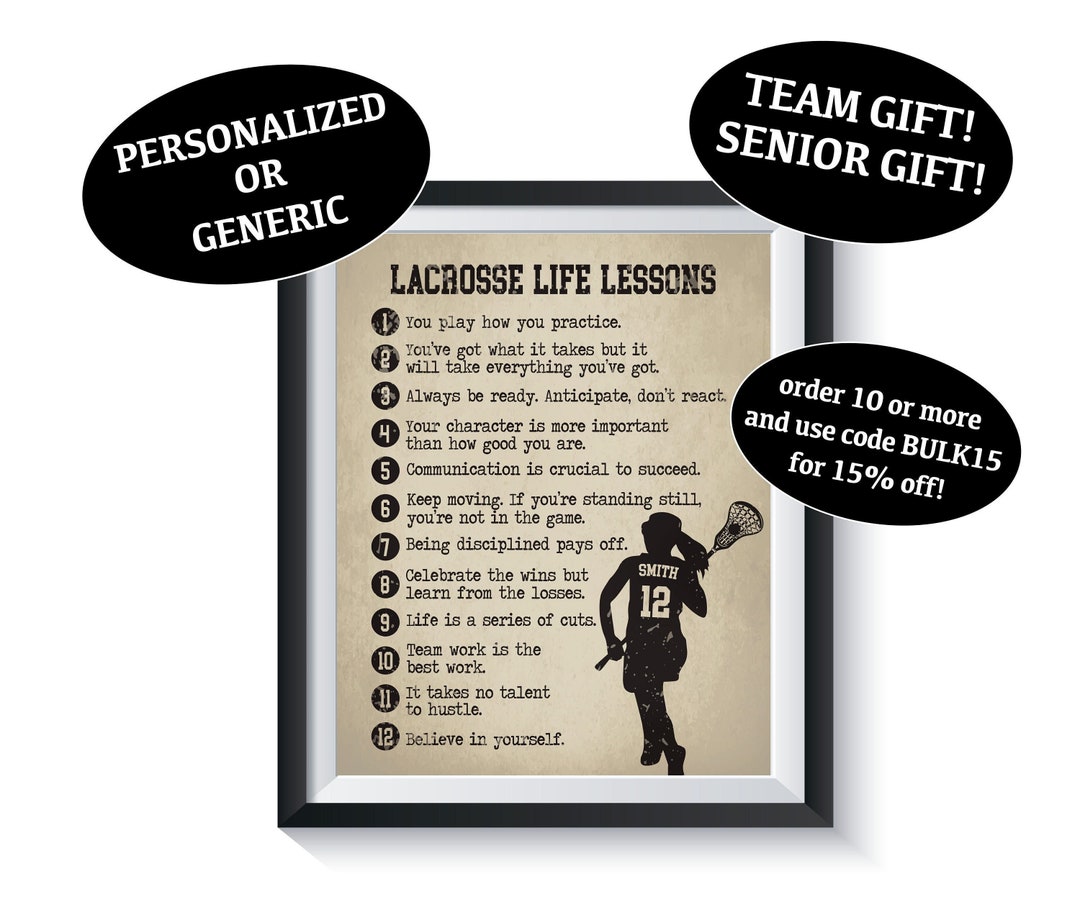 GIRL Lacrosse Life Lessons Art Print Qty 1 Sports Bedroom Motivational ...