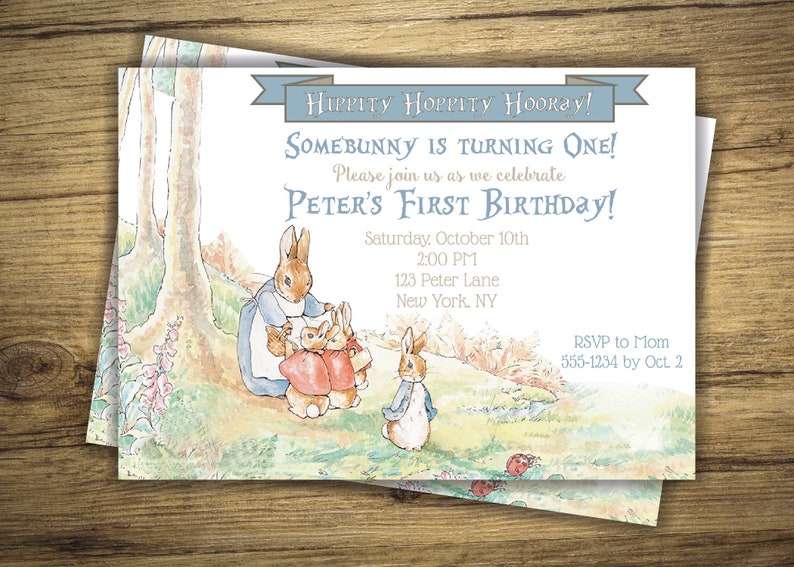 Peter Rabbit Birthday Invitation First Birthday Party Invite - Etsy