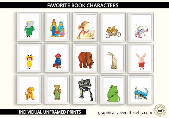 Library Book Characters Art Prints UNFRAMED Qty 10 Baby Girl Boy Gender Neutral Nursery Preschool Stories Classic Stories Baby Shower Gift Etsy