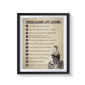 Cheerleading Life Lessons Art Print Qty 1 Girls Bedroom Dorm Room Decor ...