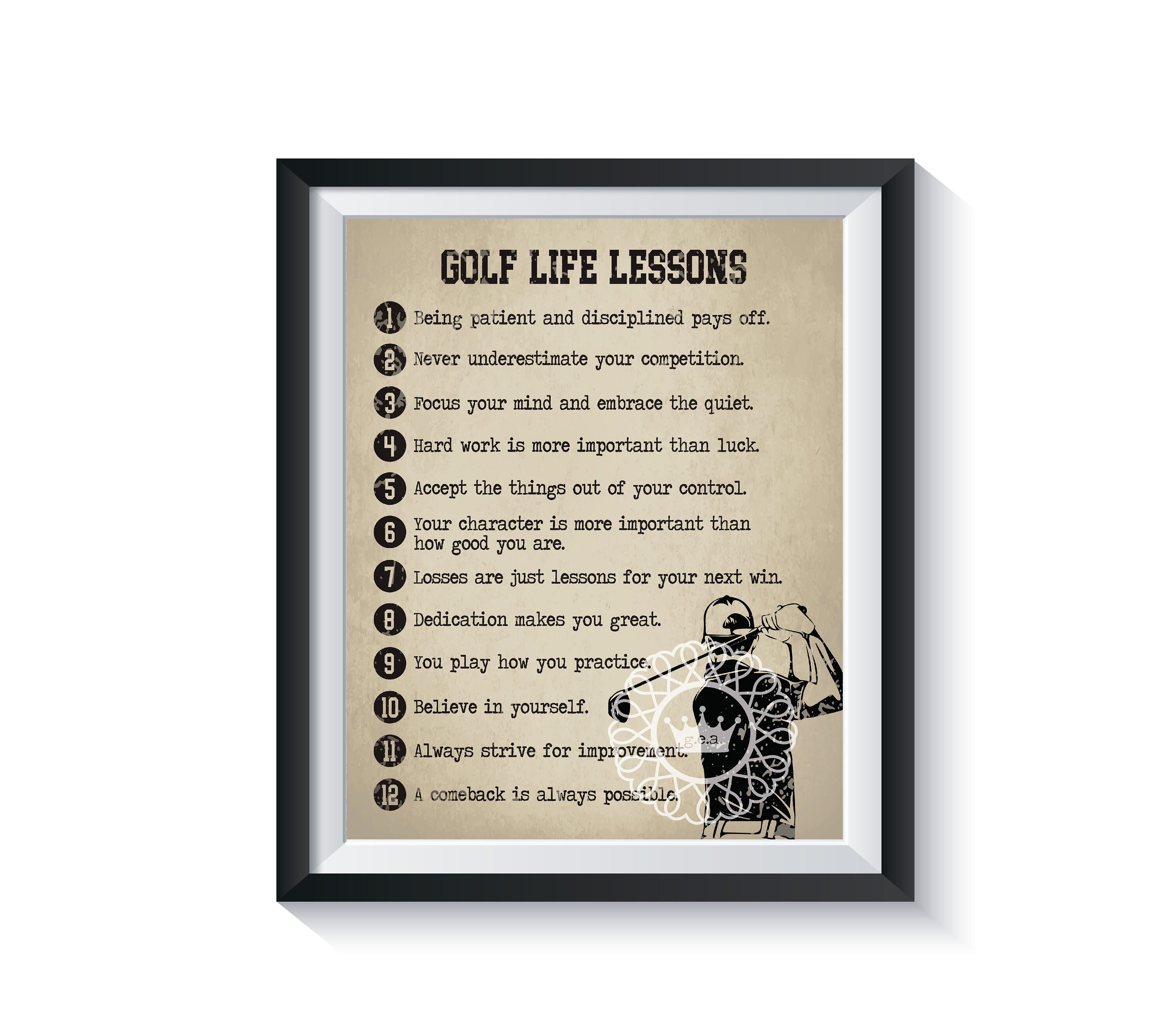 BOY Golf Life Lessons Art Print Qty 1 Sports Bedroom - Etsy