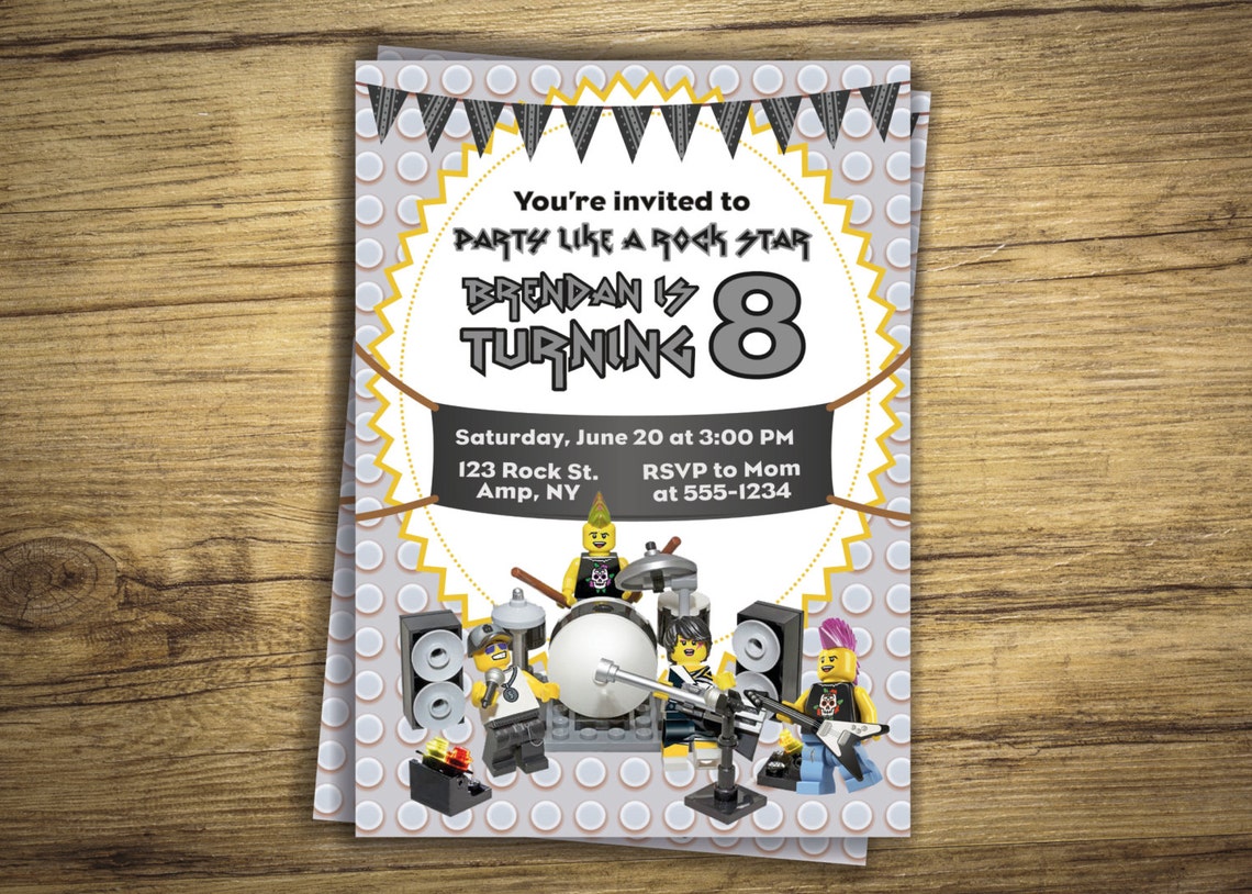 Rock Band Birthday Party Invitation - Rock Star, Music Party Invite ...