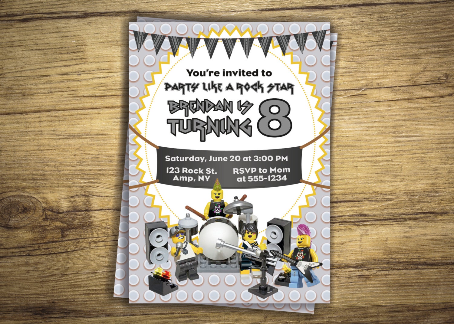 Rock Band Birthday Party Invitation Rock Star Music Party | Etsy