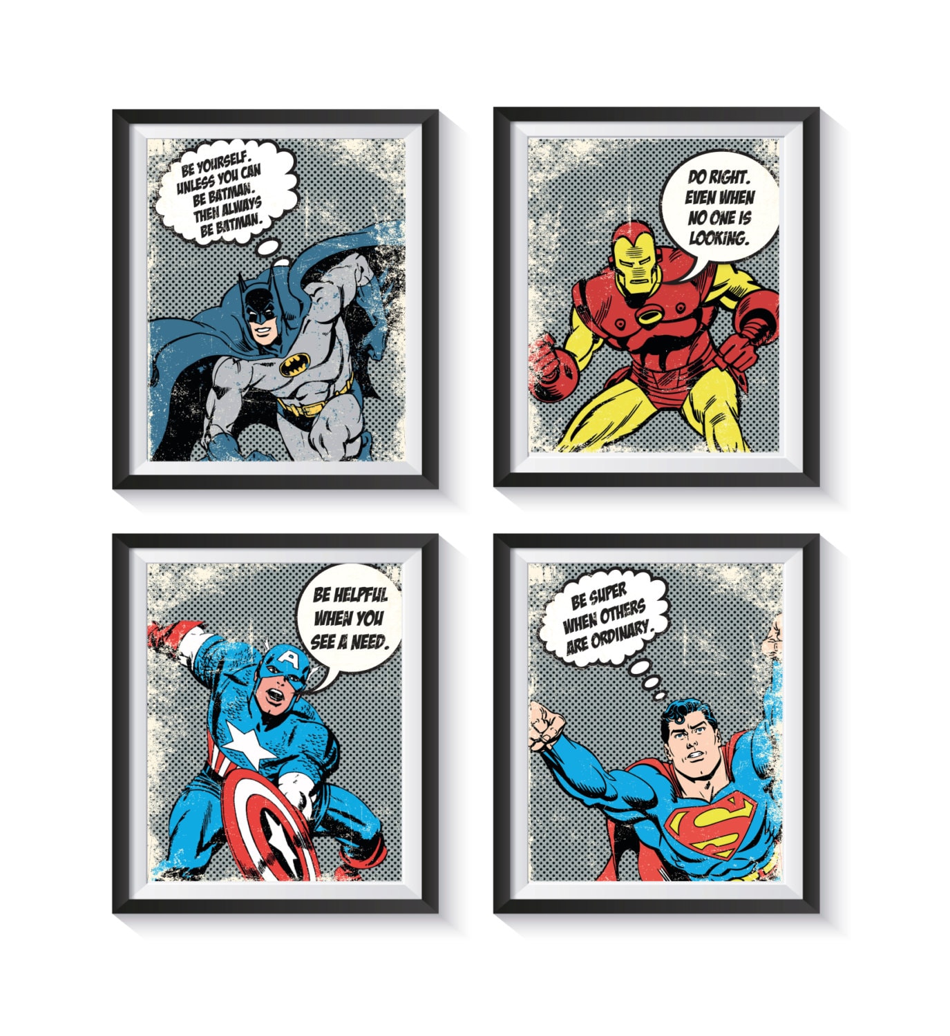 Retro Superhero Art Prints Distressed Inspirational Vintage - Etsy