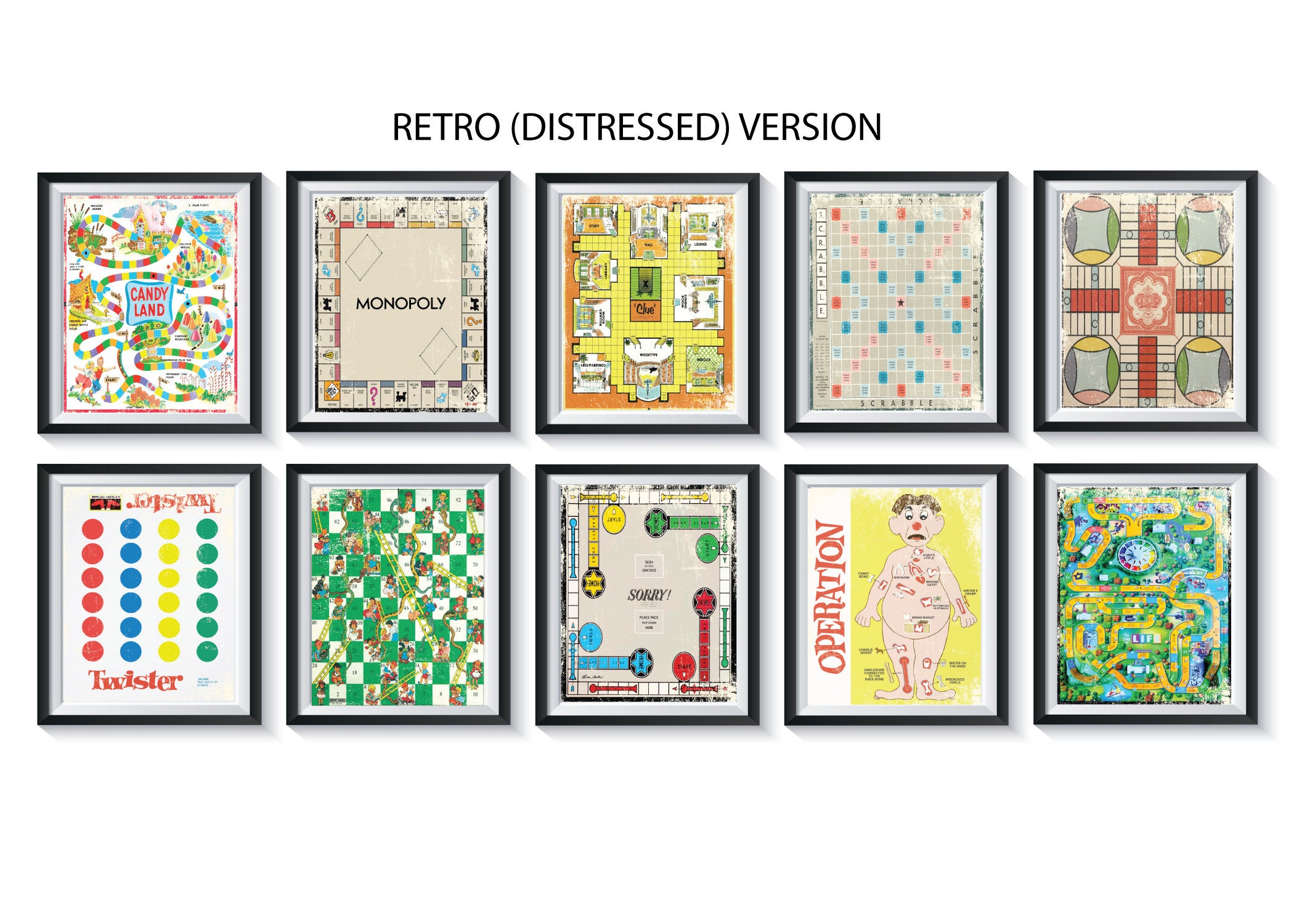 Vintage Board Games Art Prints UNFRAMED Qty 6 Playroom BEDROOM Classic ...