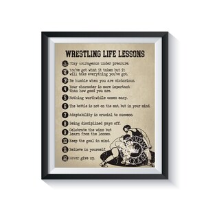 Wrestling Life Lessons Art Print Qty 1 Sports Bedroom Dorm Room Decor ...