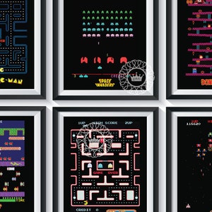 Retro Arcade Games Art Prints Game Room Posters UNFRAMED Qty 6 Vintage ...