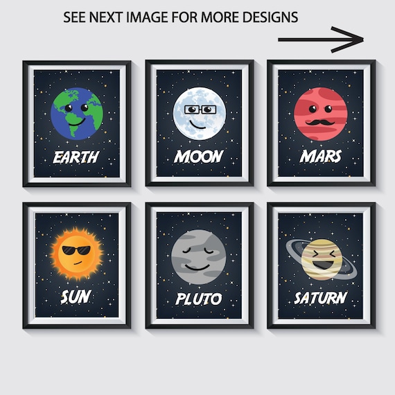 Solar System Art Prints Set Unframed Qty 6 Outerspace Planets - Etsy