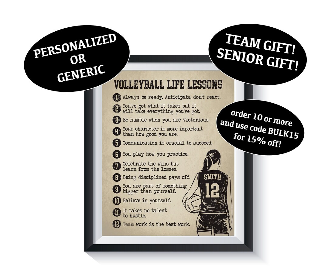 GIRL Volleyball Life Lessons Art Print Qty 1 Sports Bedroom Dorm Room ...
