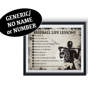 Baseball Life Lessons Art Print Qty 1 Sports Poster Bedroom Dorm Room ...