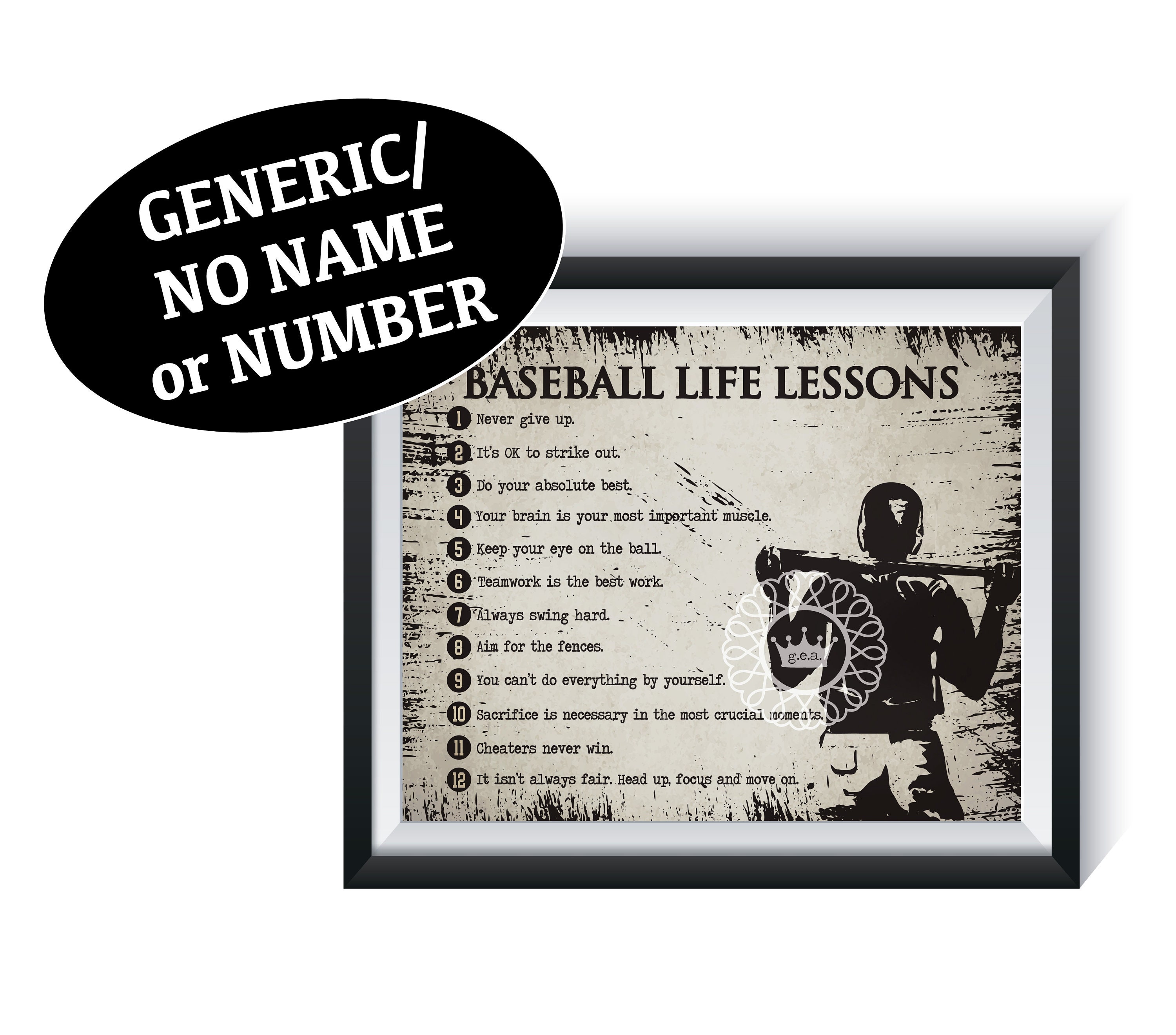 Baseball Life Lessons Art Print Qty 1 Sports Poster Bedroom | Etsy