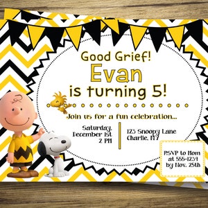Charlie Brown & Snoopy Birthday Party Invitation Peanuts - Etsy