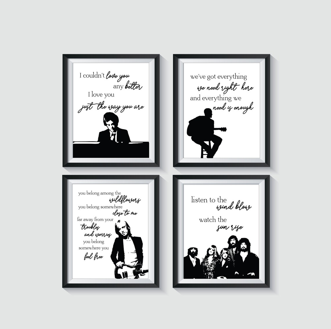 Classic Rock Art Prints Qty 4 Lyrics Home Wall Decor Nursery - Etsy