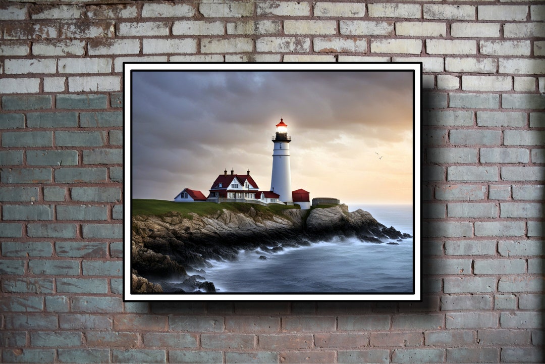 Lighthouse Art on Canvas, Large Canvas Art, Modern Wall Art, Modern Art ...