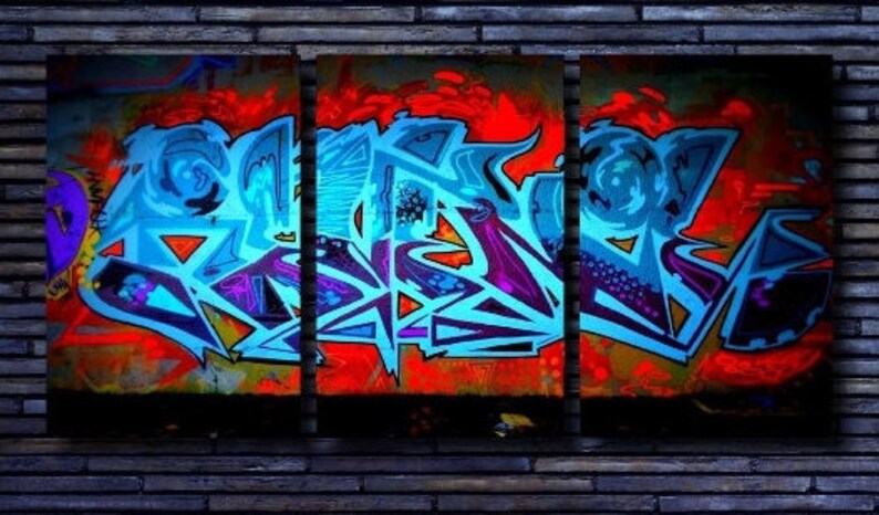 Large Graffiti Wall Art on Canvas Graffiti Art Original - Etsy