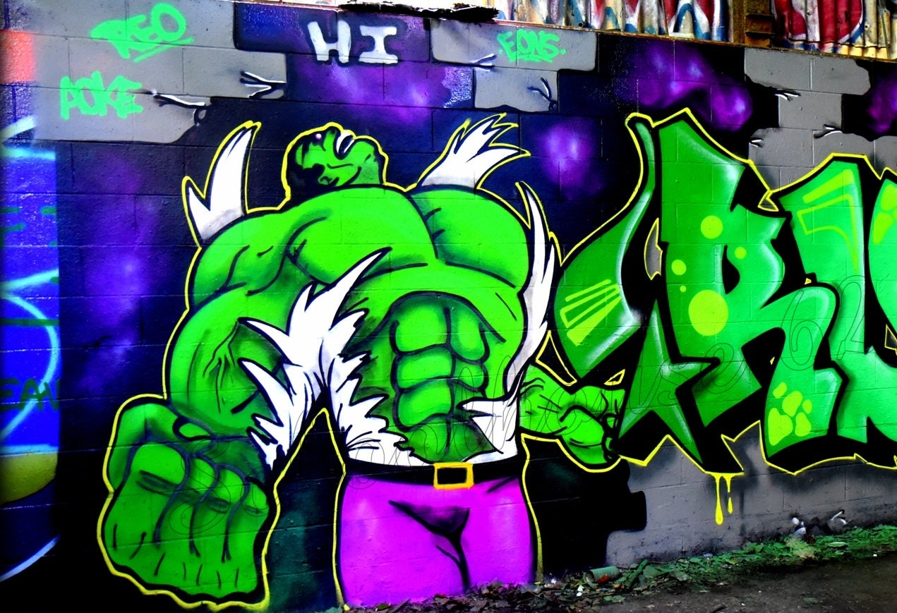 Incredible Hulk Graffiti Art on Canvas Graffiti Cartoon on - Etsy