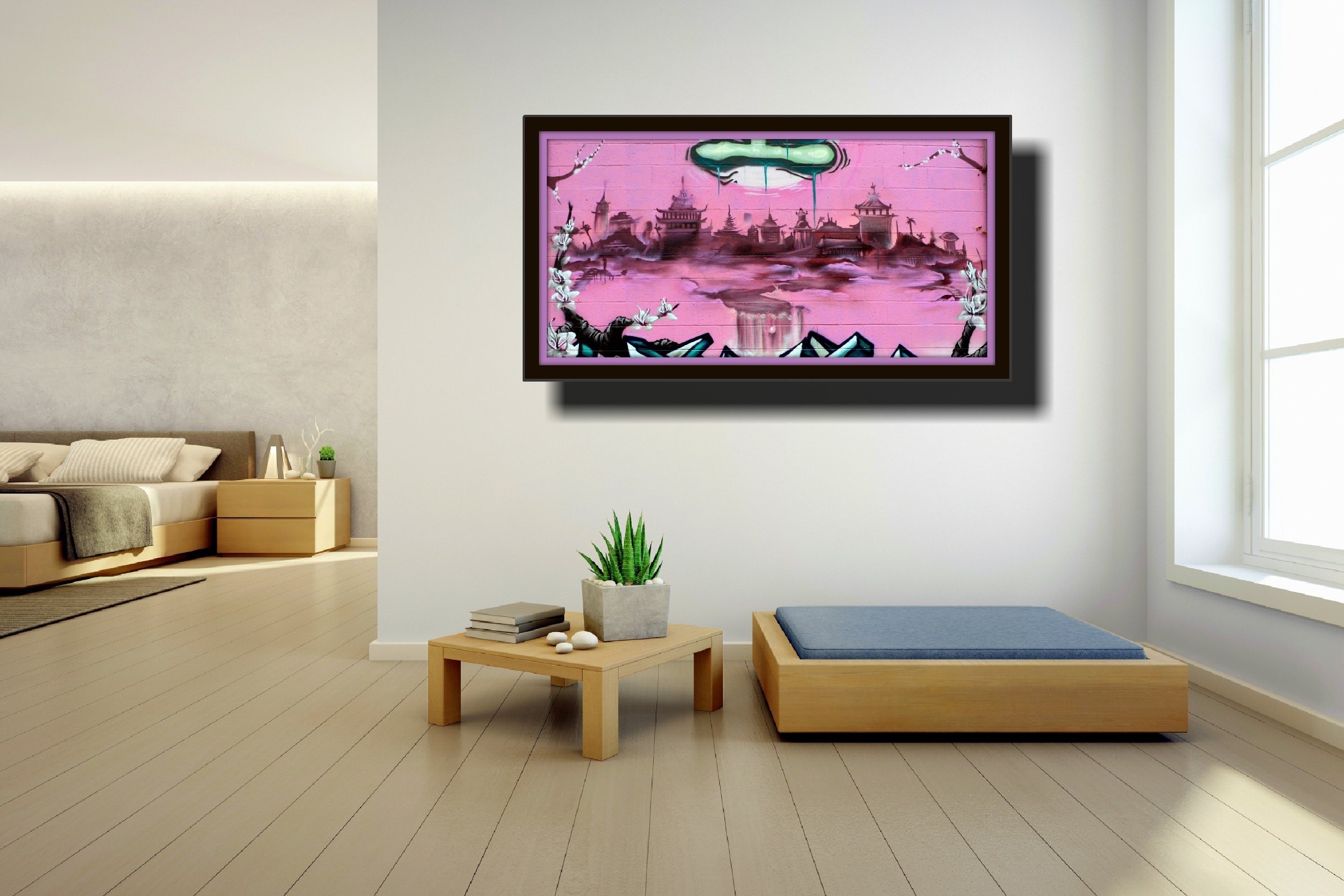 Abstract Asian Graffiti Art, Large Asian Art, Graffiti Canvas, Canvas ...