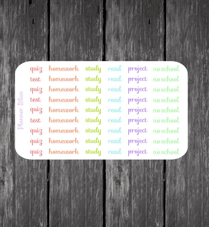 School Planner Stickers - Erin Condren, Kikki K, Filofax, Plum Paper ...