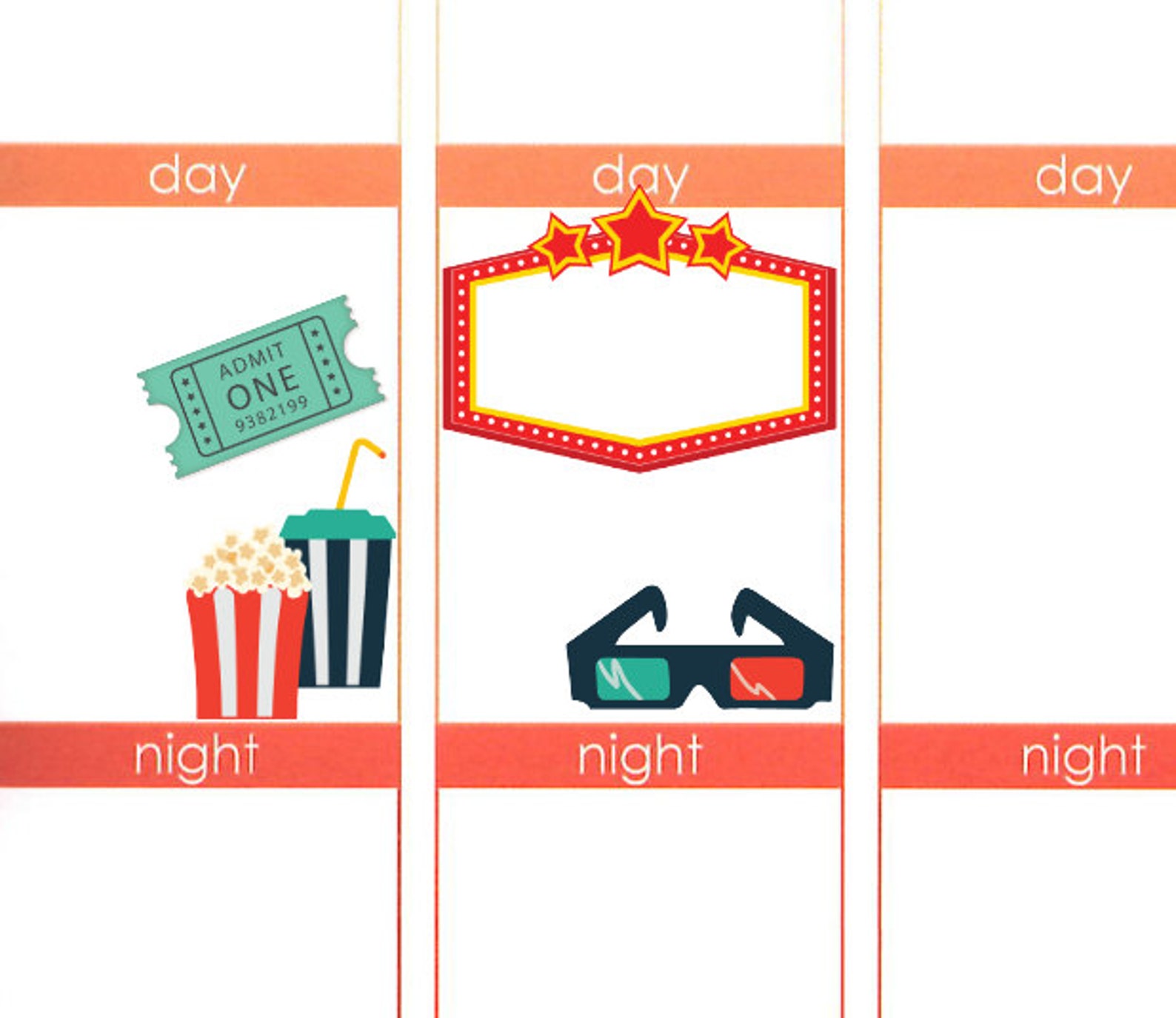Movie Cinema Planner Stickers Erin Condren Kikki K Filofax - Etsy