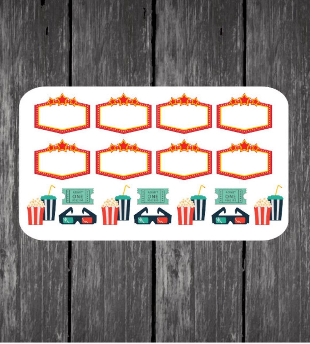 Movie Cinema Planner Stickers- Erin Condren, Kikki K, Filofax, Plum ...