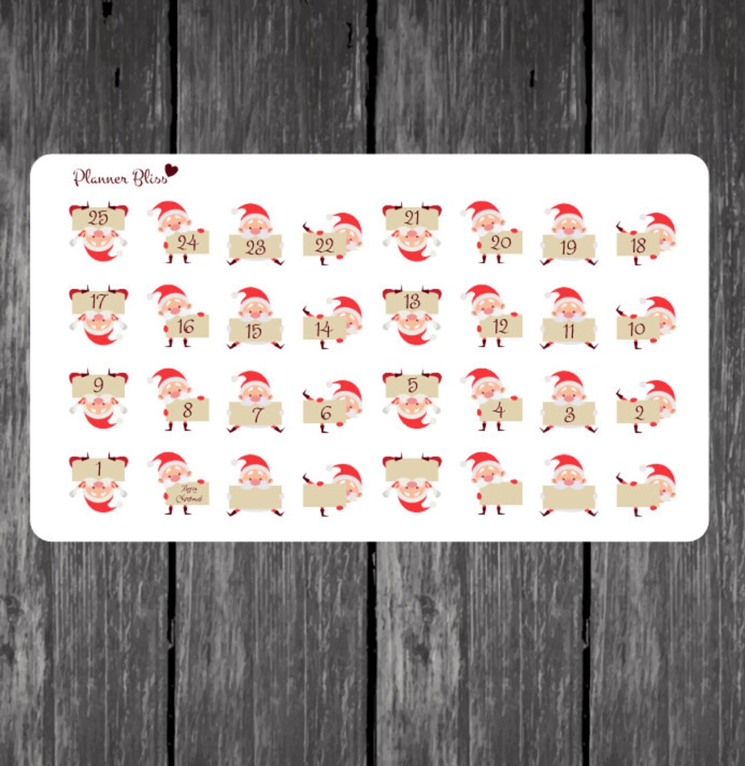 Christmas Countdown Planner Stickers - Erin Condren, Kikki K, Filofax ...