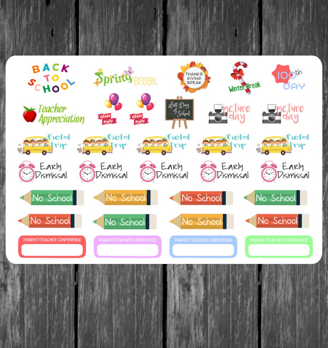 School Planner Stickers- Erin Condren, Kikki K, Filofax, Plum Paper ...