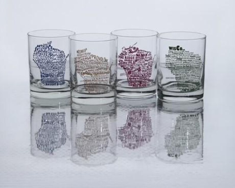 Wisconsin Supper Clubs Rocks Glass | WI State Map | Executive Old ...