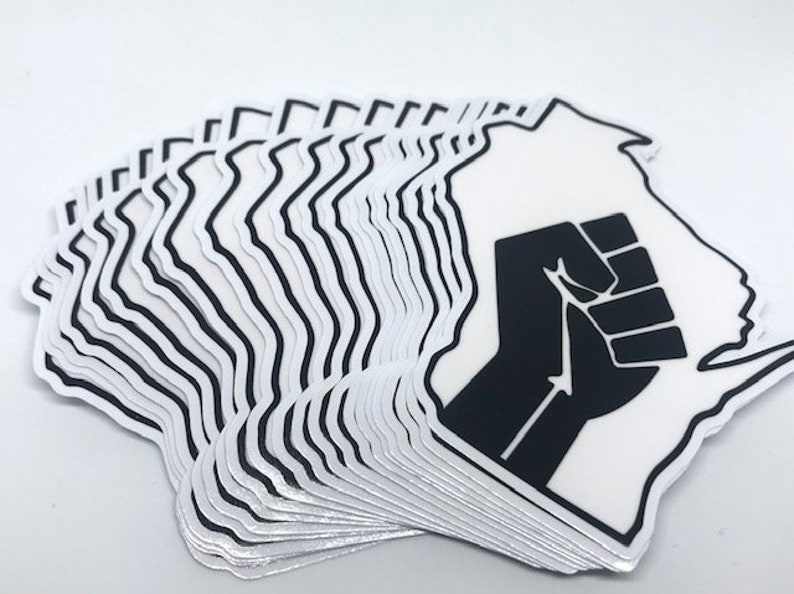 Wisconsin Fist Vinyl Sticker | WI Unity Strength Resist Art Print Gift ...