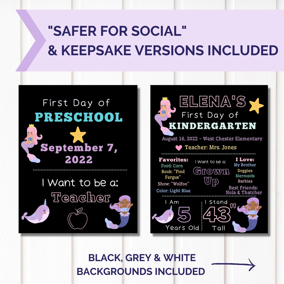 Mermaid Editable Back to School Sign, Instant Download, Printable ...
