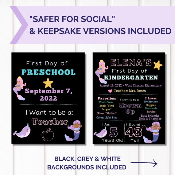 Mermaid Editable Back to School Sign Instant Download - Etsy