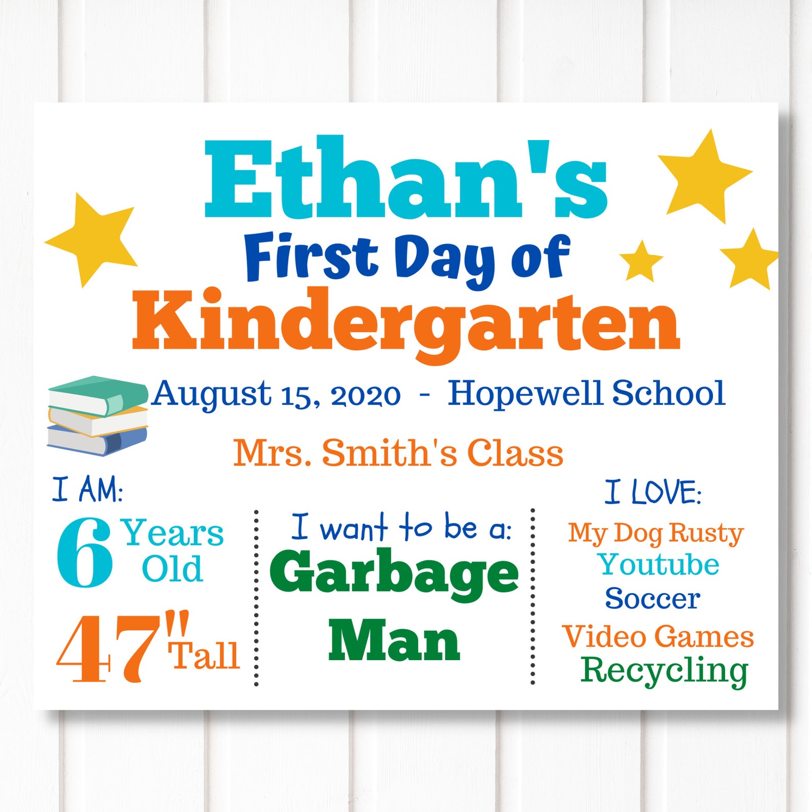 Star Theme Back to School Sign - Editable, Instant Download, Printable ...