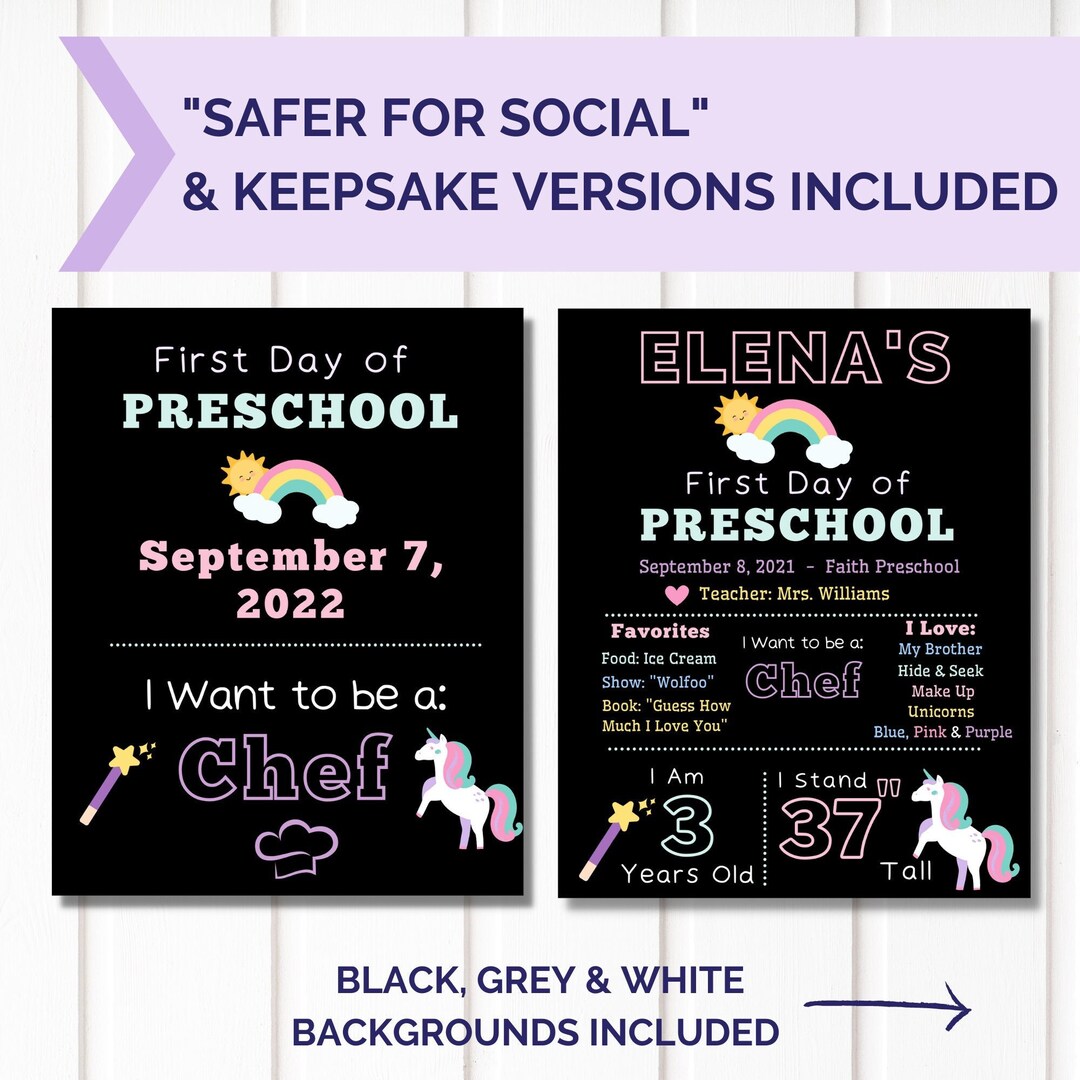 Rainbow Unicorn Back to School Sign - Editable, Instant Download ...