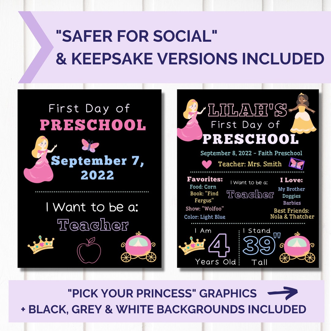 Princess Editable Back to School Sign, Instant Download, Printable ...
