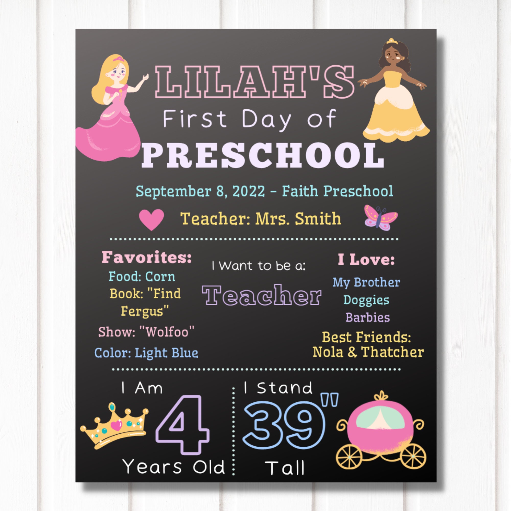 Princess Editable Back to School Sign, Instant Download, Printable ...