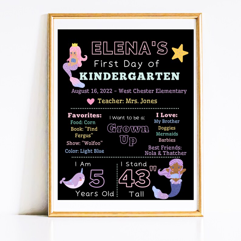 Mermaid Editable Back to School Sign, Instant Download, Printable ...