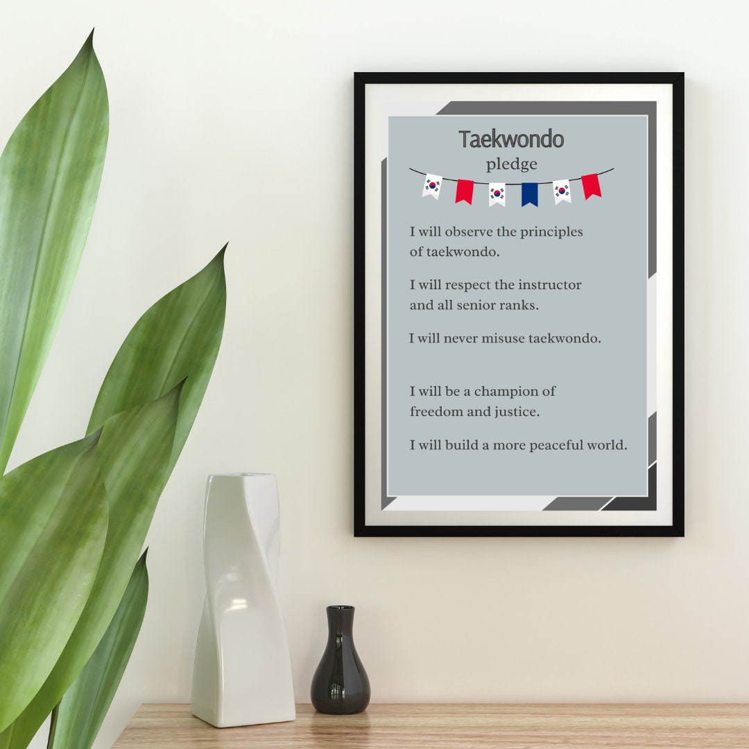Taekwondo Pledge Printable Flyer ~ Martial Arts ~ Frameable ~ Laminate ...