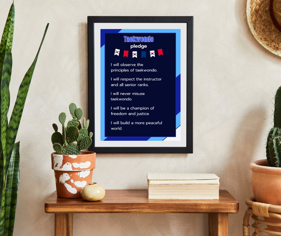 Taekwondo Pledge Printable Flyer ~ Martial Arts ~ Frameable ~ Laminate ...