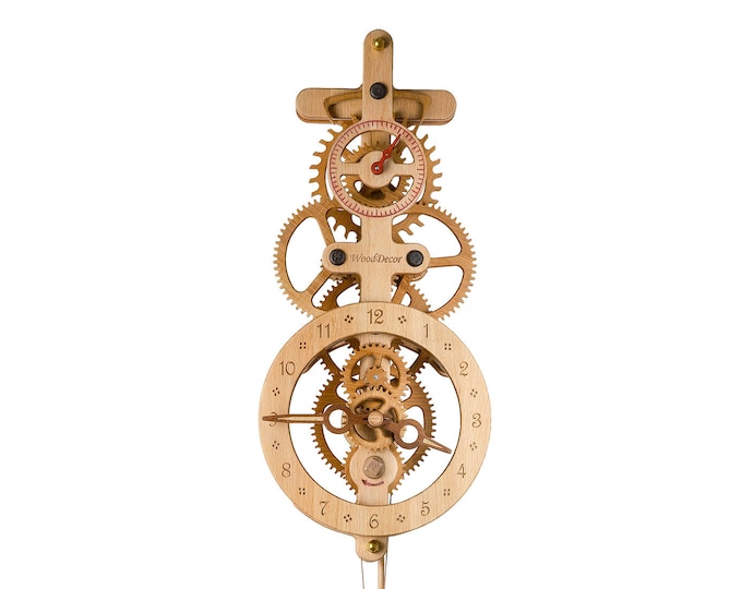 Wooden Wall Clock Windmill Kit DIY Project Kit Steampunk Gears Pendulum ...