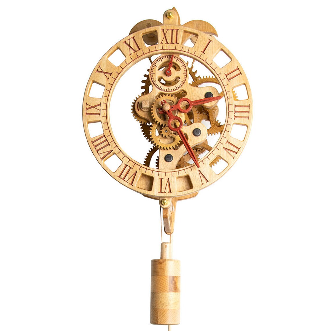 Wooden Wall Clock Lily Steampunk Pendulum Clock Wooden - Etsy