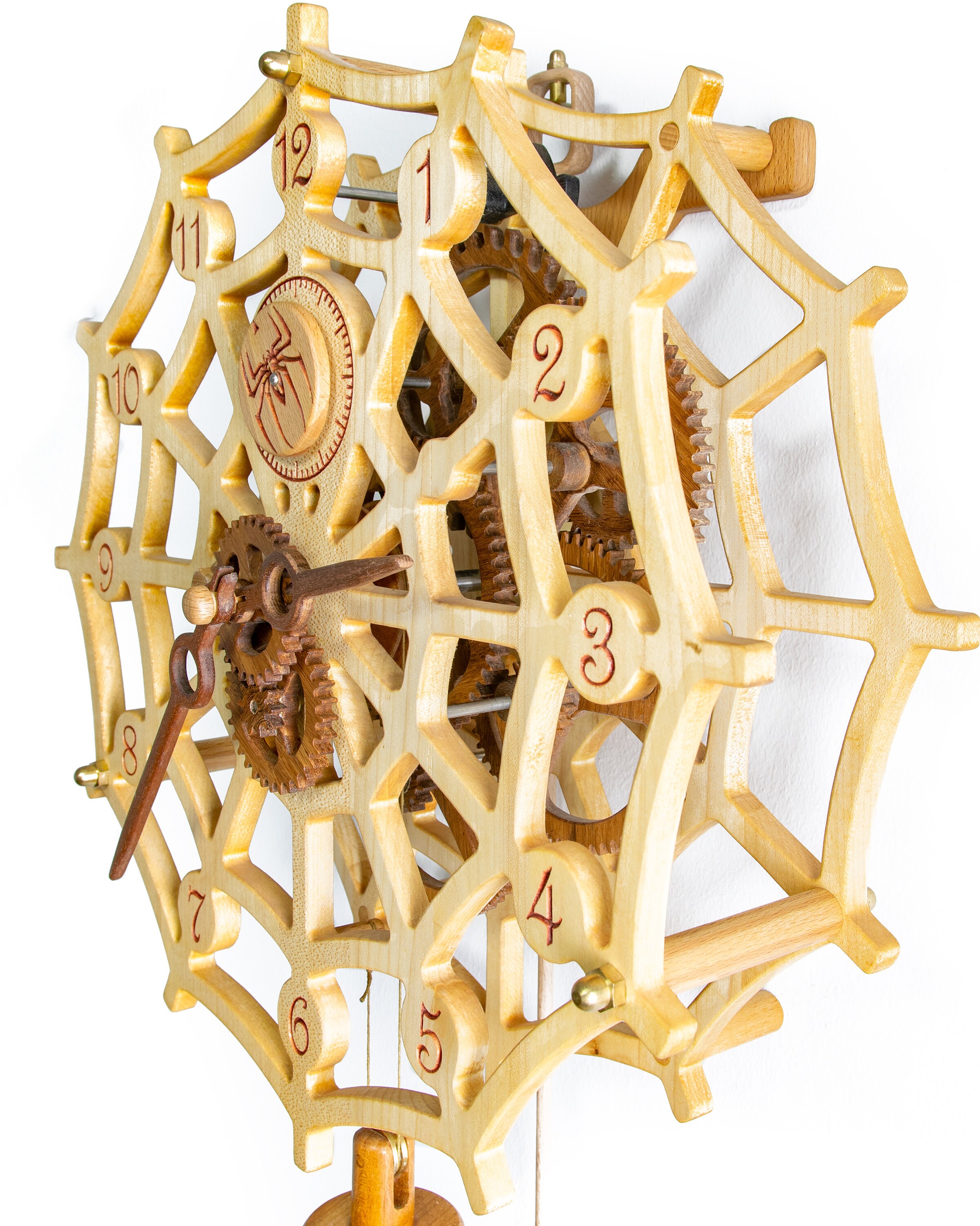Wooden Wall Clock Spider Steampunk Pendulum Clock Wooden - Etsy