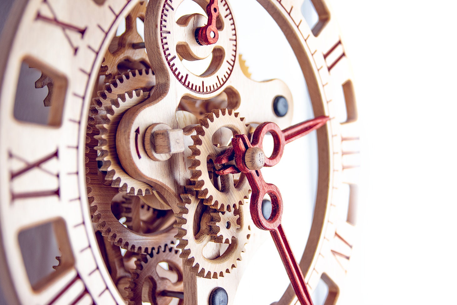 Wooden Wall Clock Lily | Steampunk Pendulum Clock | Wooden Gears Clock ...