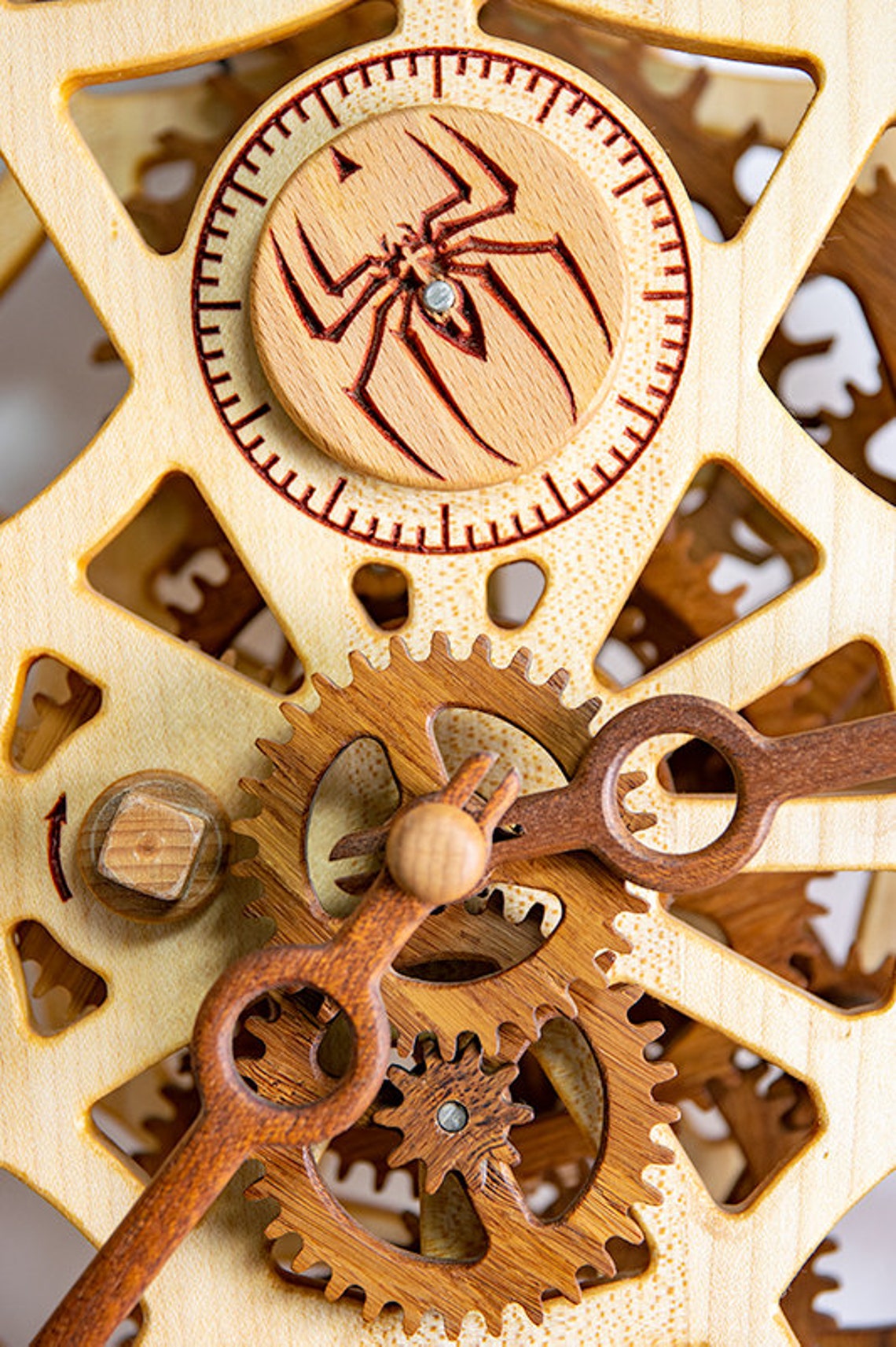 Wooden Wall Clock Spider Steampunk Pendulum Clock Wooden | Etsy