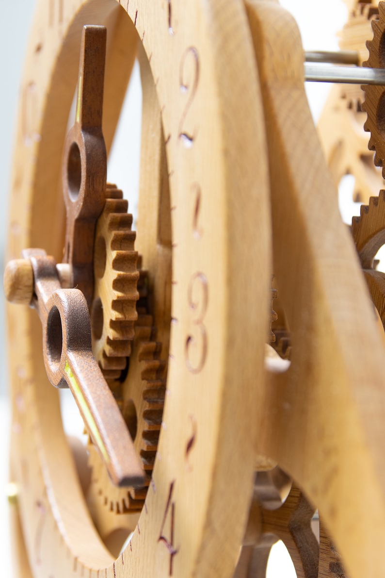 Wooden Table Clock Steampunk Pendulum Clock Wooden Gears - Etsy