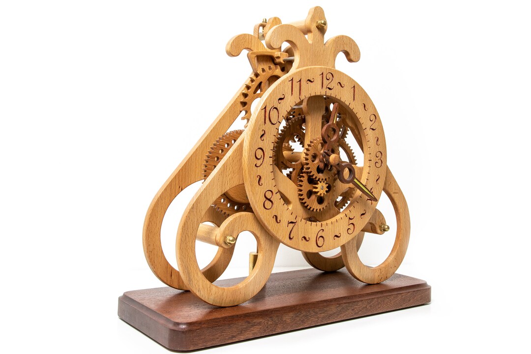 Wooden Table Clock Steampunk Pendulum Clock Wooden Gears Clock Gift for ...